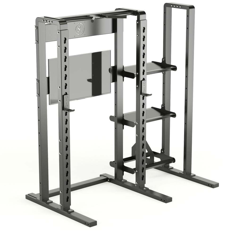 Solo Half Rack with Storage and TV | Half Squat Rack with Storage