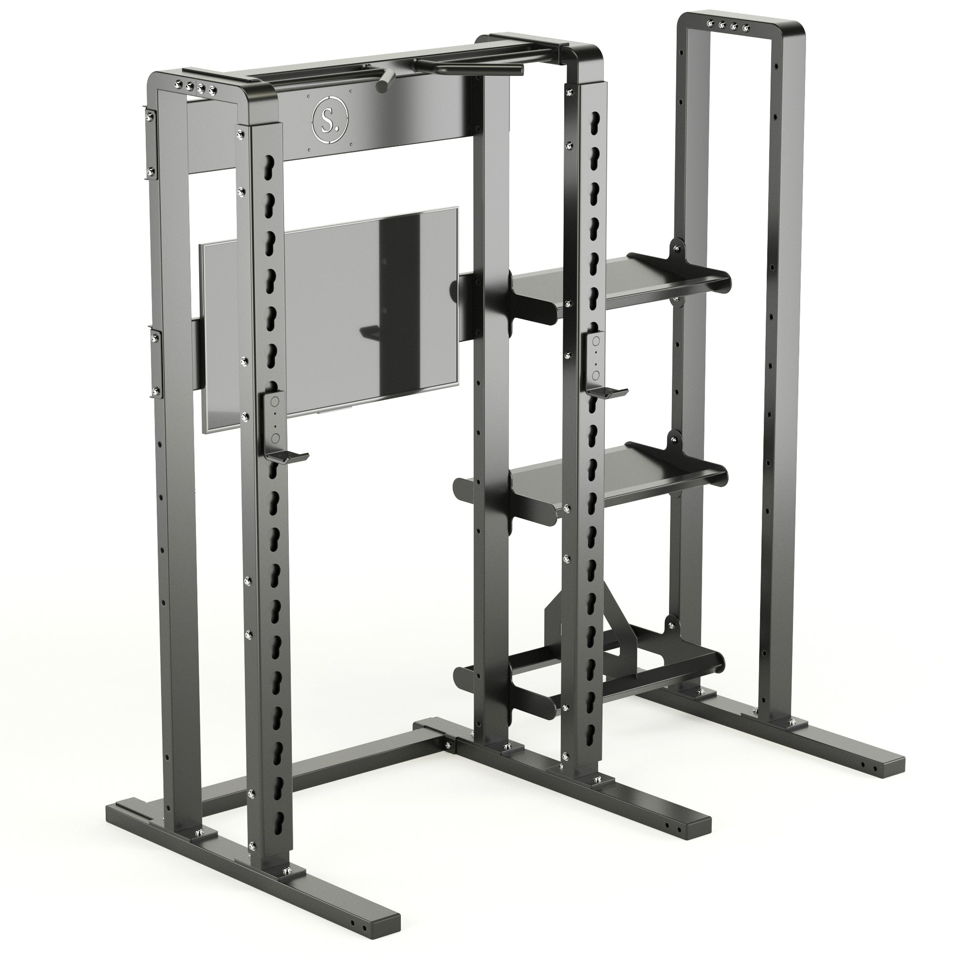 Solo Half Rack with Storage and TV | Half Squat Rack with Storage