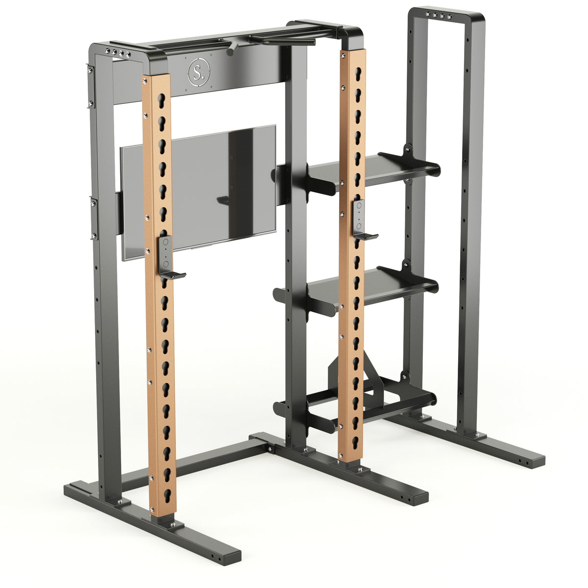 Solo Half Rack with Storage and TV | Half Squat Rack with Storage